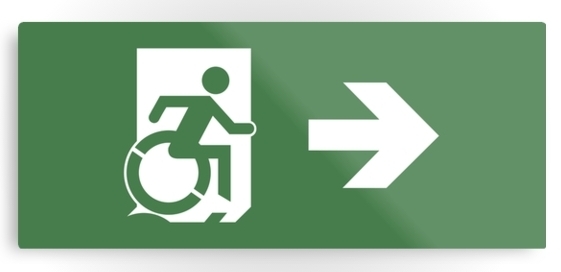 Accessible Means of Egress Icon Exit Sign Wheelchair Wheelie Running ...