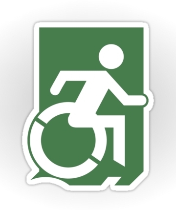 Accessible Means of Egress Icon Exit Sign Wheelchair Wheelie Running ...